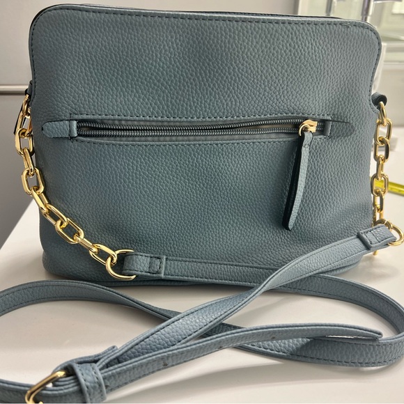 Bags | Elegant Blue Leather Crossbody Bag | Poshmark